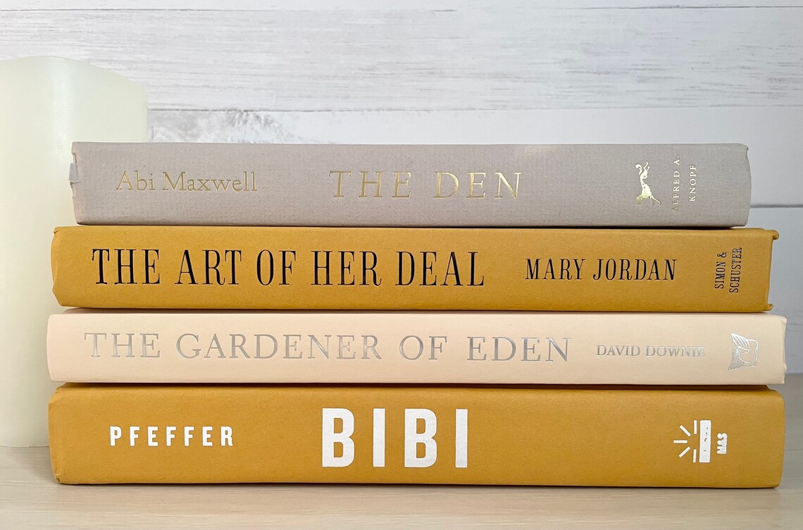 Mustard Yellow and Gray Decorative Book Stack | Etsy