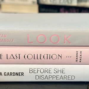 Pink, Gray and White Decorative Book Stack - Etsy