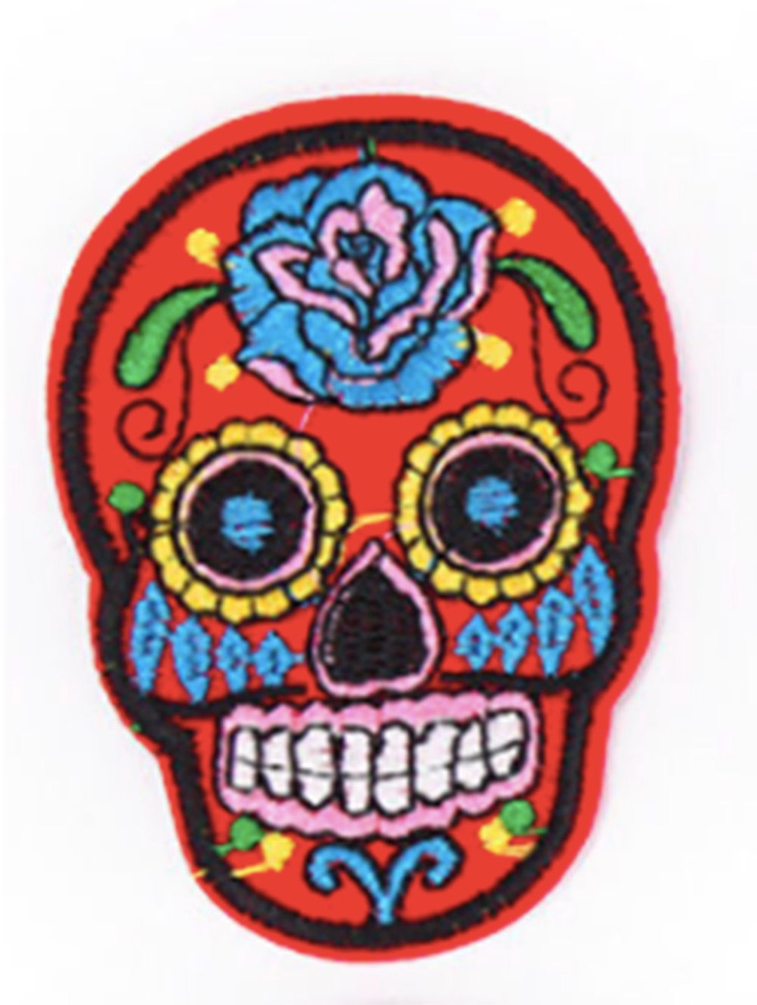 Iron on Sew Sugar Skull Candy Mexican Patch Badge Day of Dead Motif ...