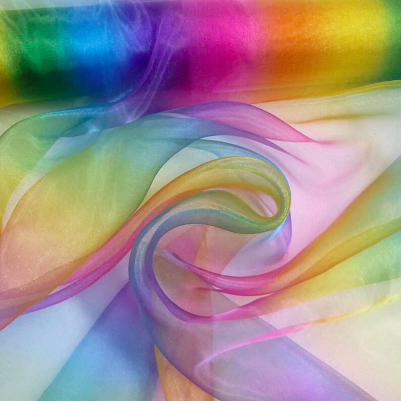 Rainbow Organza Fabric Material Art Crafts Children kids | Etsy