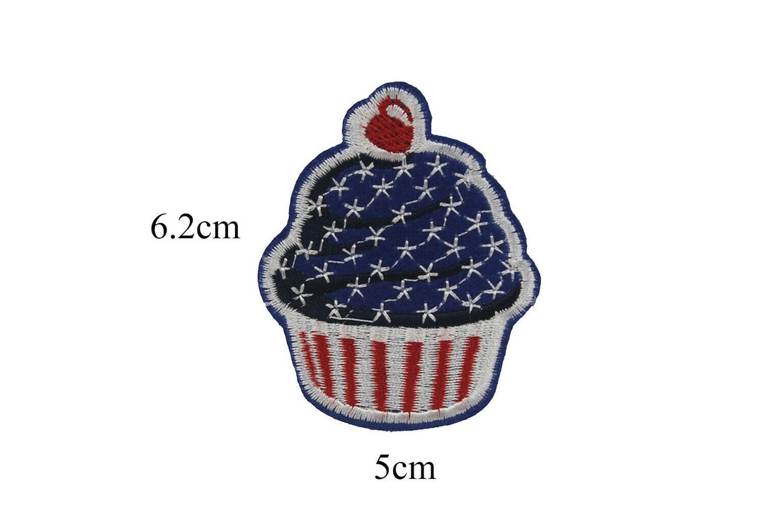 American Cupcake Badges Fabric Iron on Patches Transfers Embroidered ...