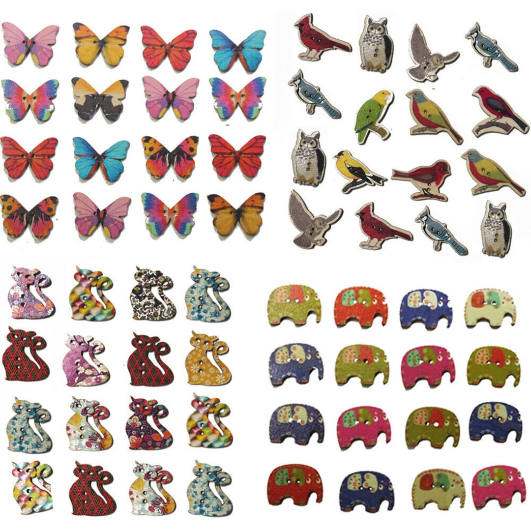 Novelty Buttons Animals Cute Pretty Love Heart Skull Multi - Etsy UK