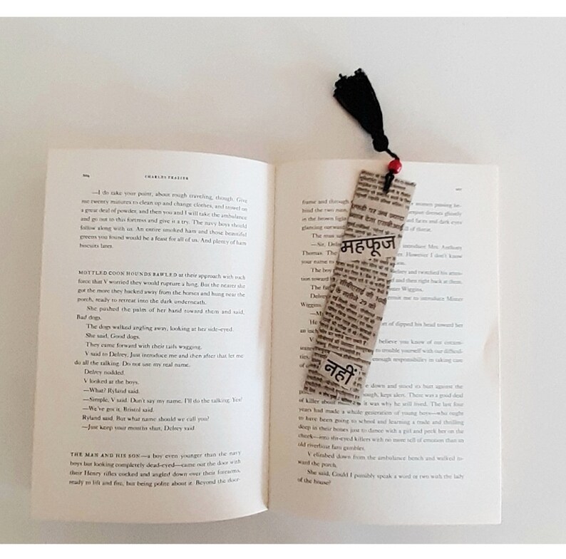 Christmas Gift Idea. Hindi Newspaper Bookmark, Black Tassel (A). Unisex ...