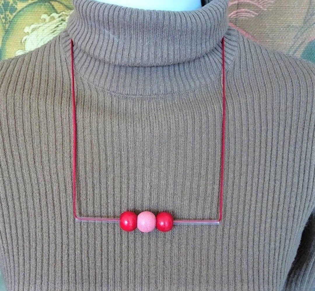 Wood Jewelry. Wooden Beads Necklace and Plastic Tube. Zero Waste. Women ...