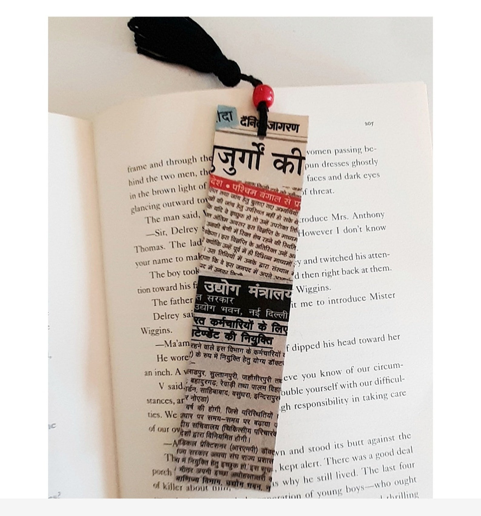 Christmas Gift Idea. Hindi Newspaper Bookmark, Black Tassel (A). Unisex ...