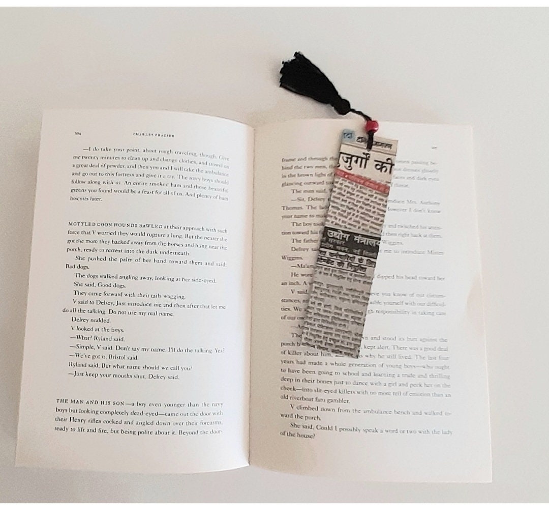 Christmas Gift Idea. Hindi Newspaper Bookmark, Black Tassel (A). Unisex ...