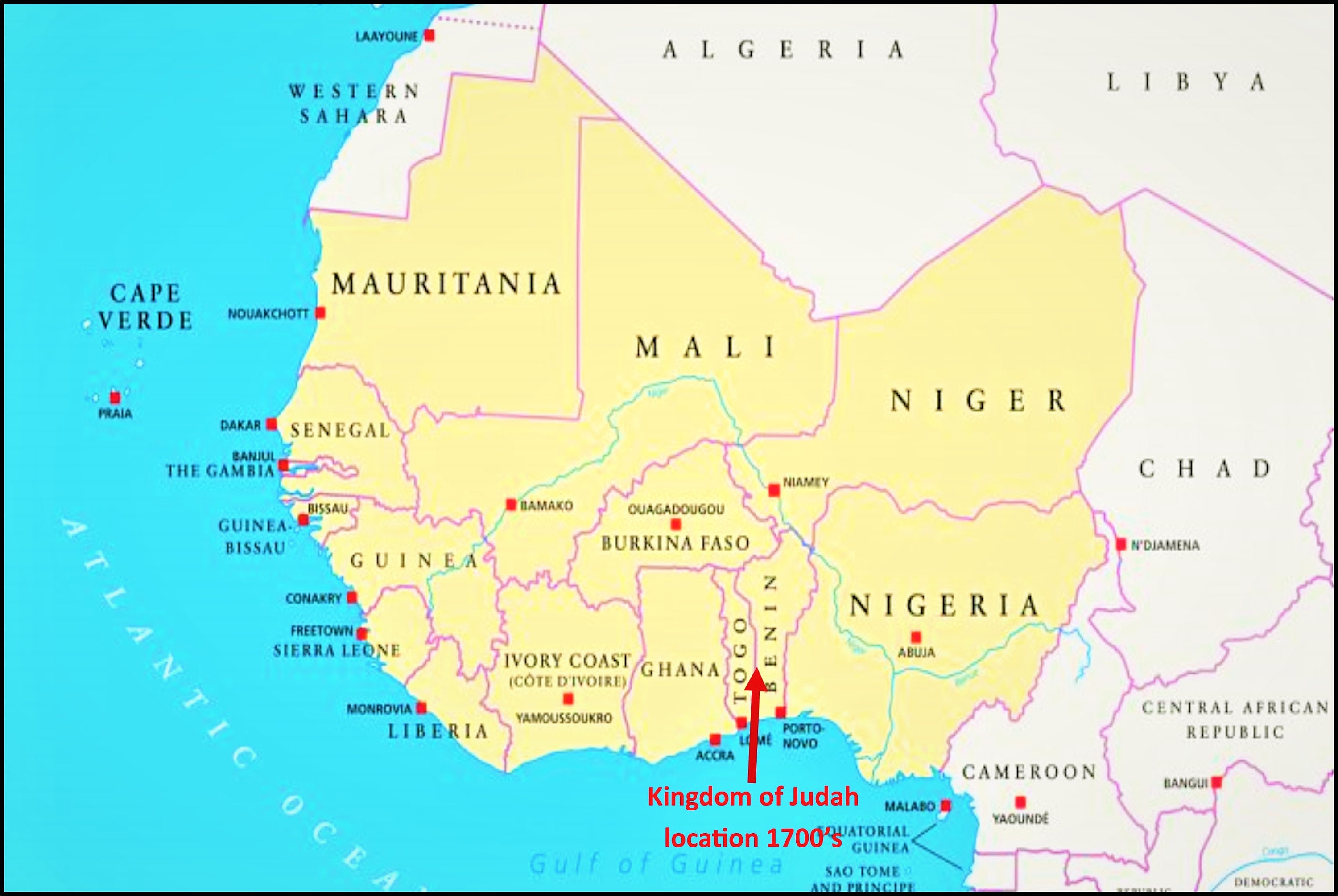 1718 French Map | Showing the Kingdom of Judah on the West Coast of ...