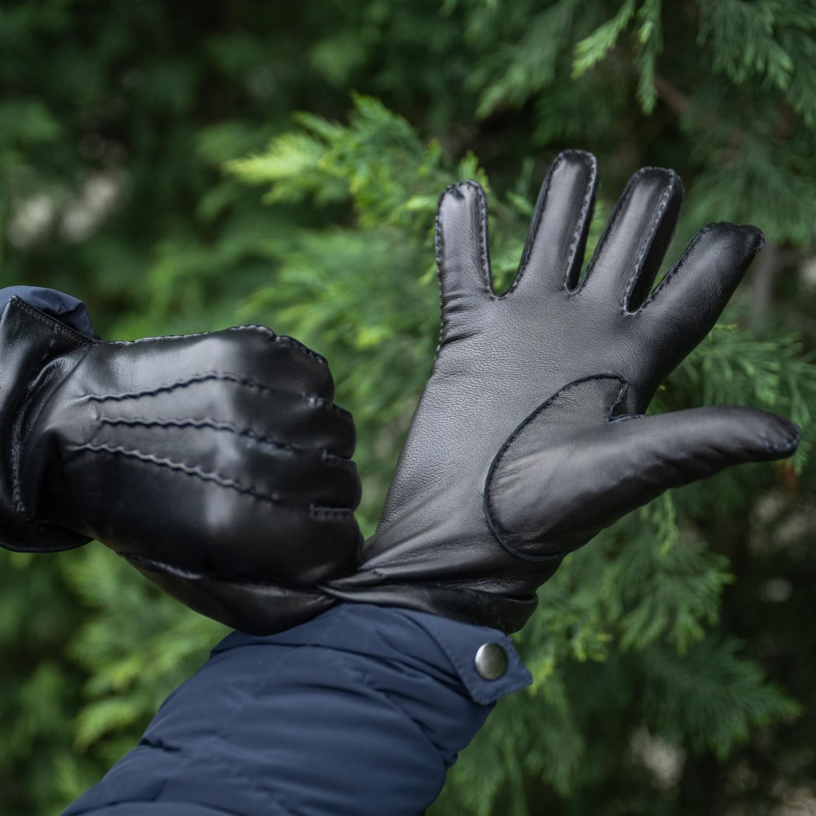 Men's RABBIT FUR Lined Gloves - BLACK - Hairsheep Leather - Etsy