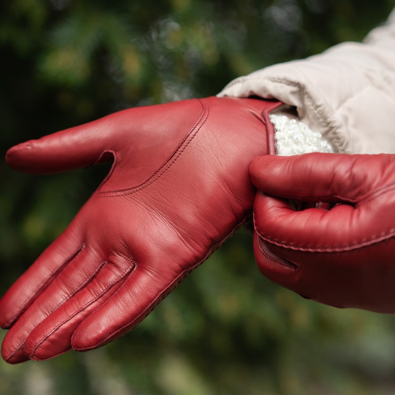 Red Leather Gloves - Etsy