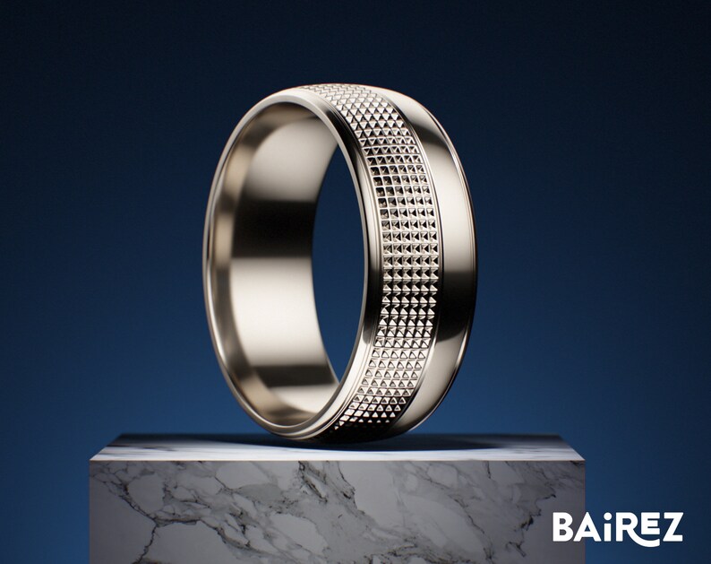 Grid Ring Grid Pattern Modernist Modern Ring Engagement - Etsy