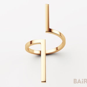 Bar Ring Simple Gold Ring Dainty Bar Ring Modern Bar Ring - Etsy