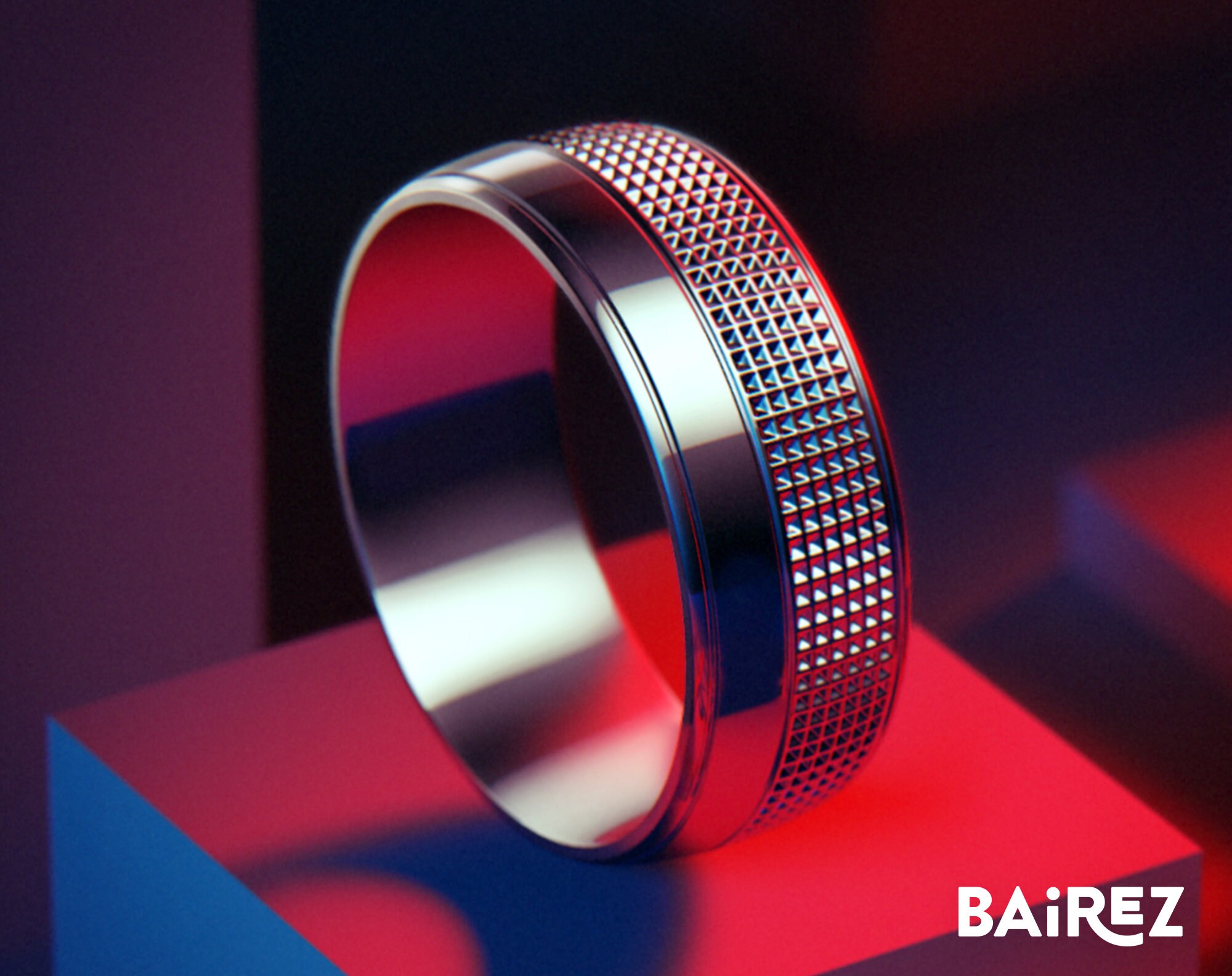 Grid Ring Grid Pattern Modernist Modern Ring Engagement - Etsy