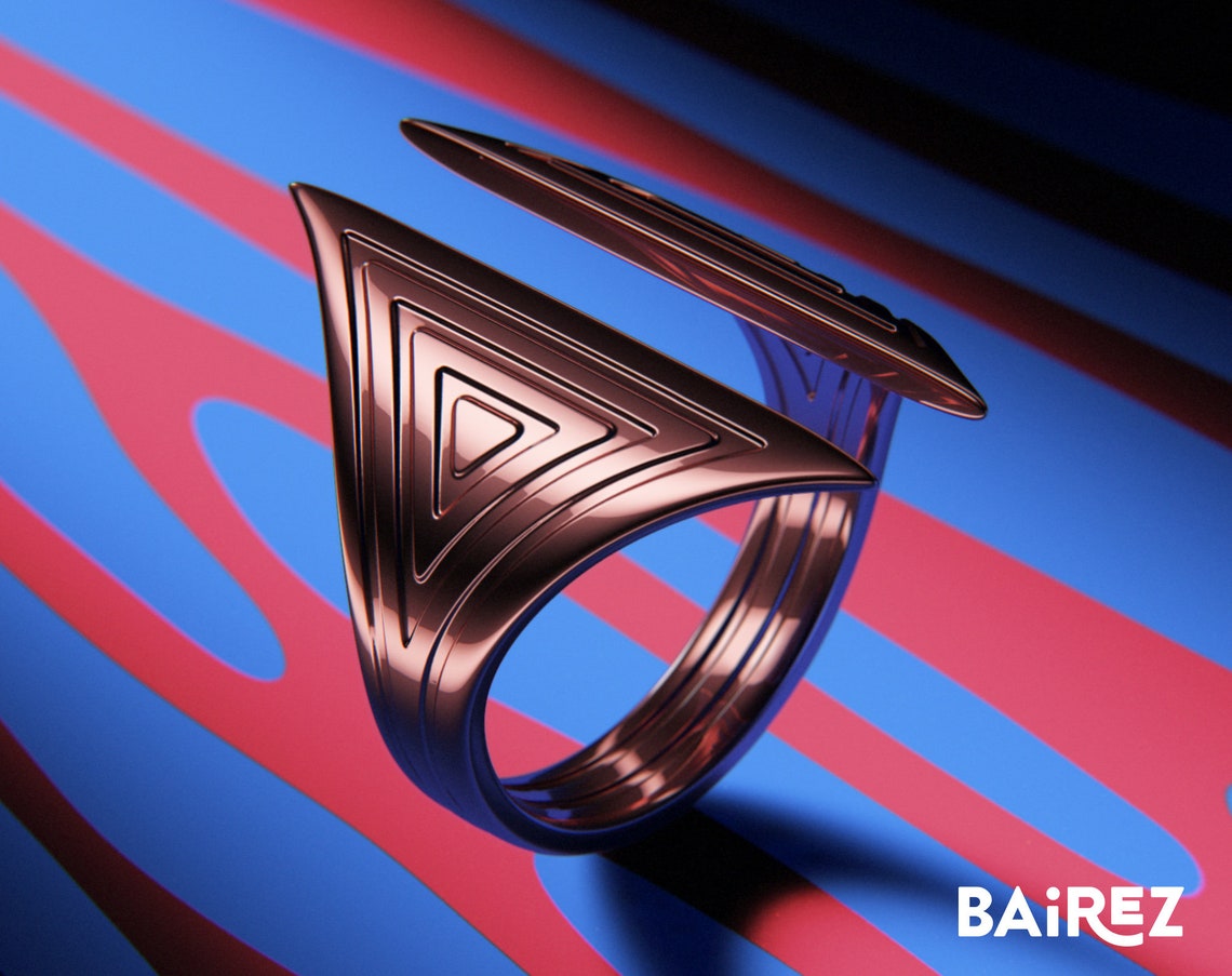 Unisex Ring,triangle Ring,silver Signet Ring,gold Signet Ring,modernist ...