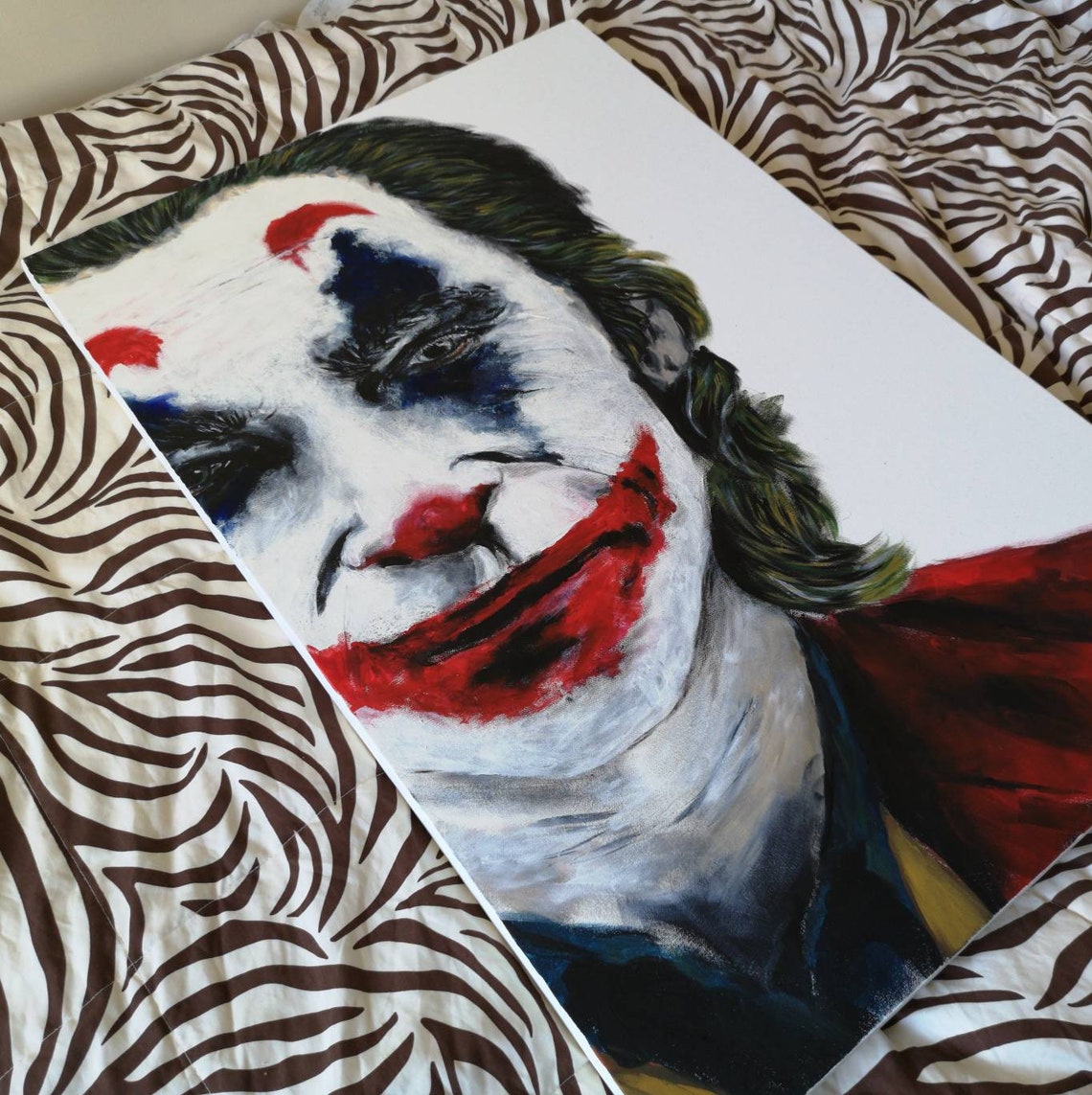 Face Art Abstract Clown Painting Large Canvas Art Hand - Etsy
