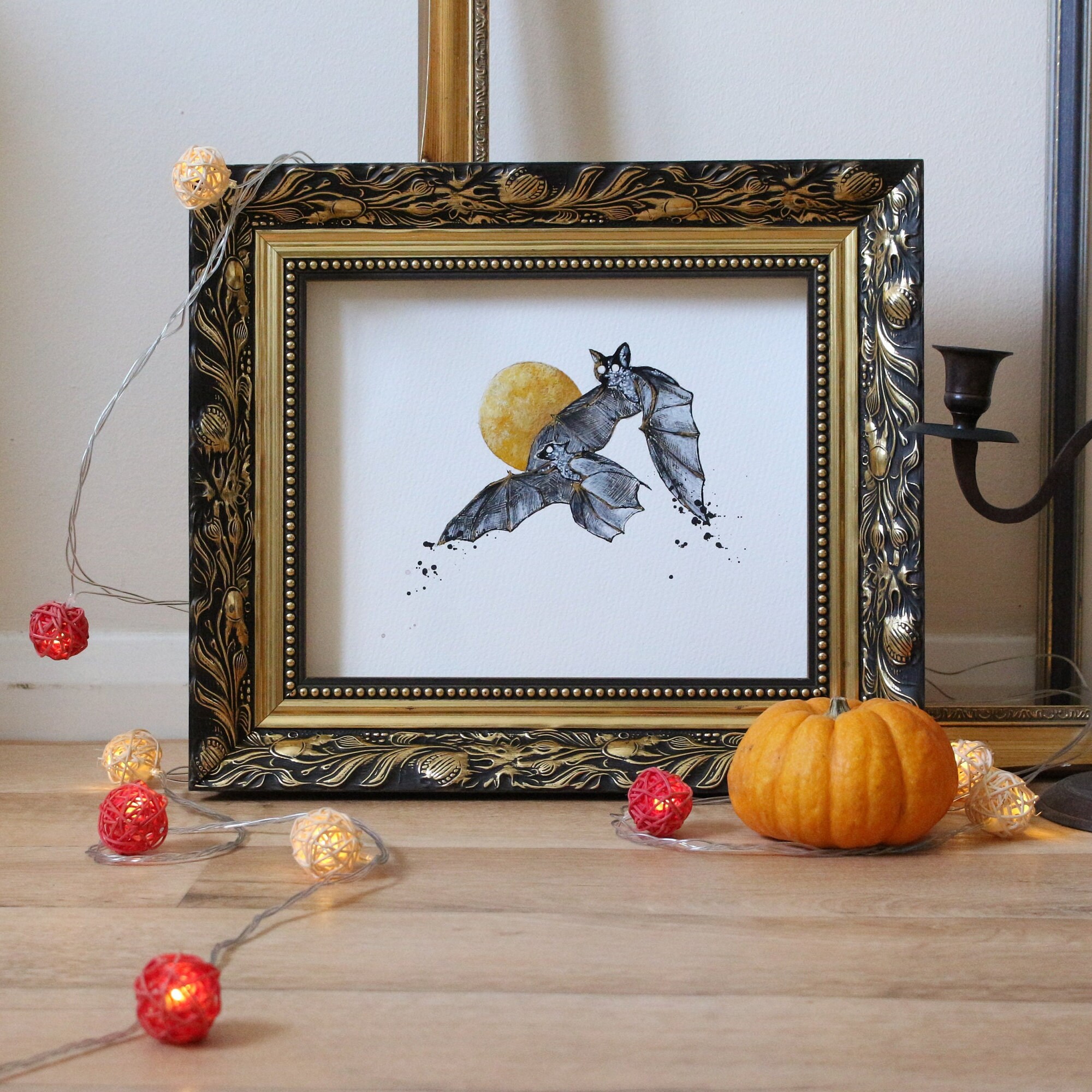 Bat Art Print Gothic Art Halloween Decorations Vintage Bats - Etsy