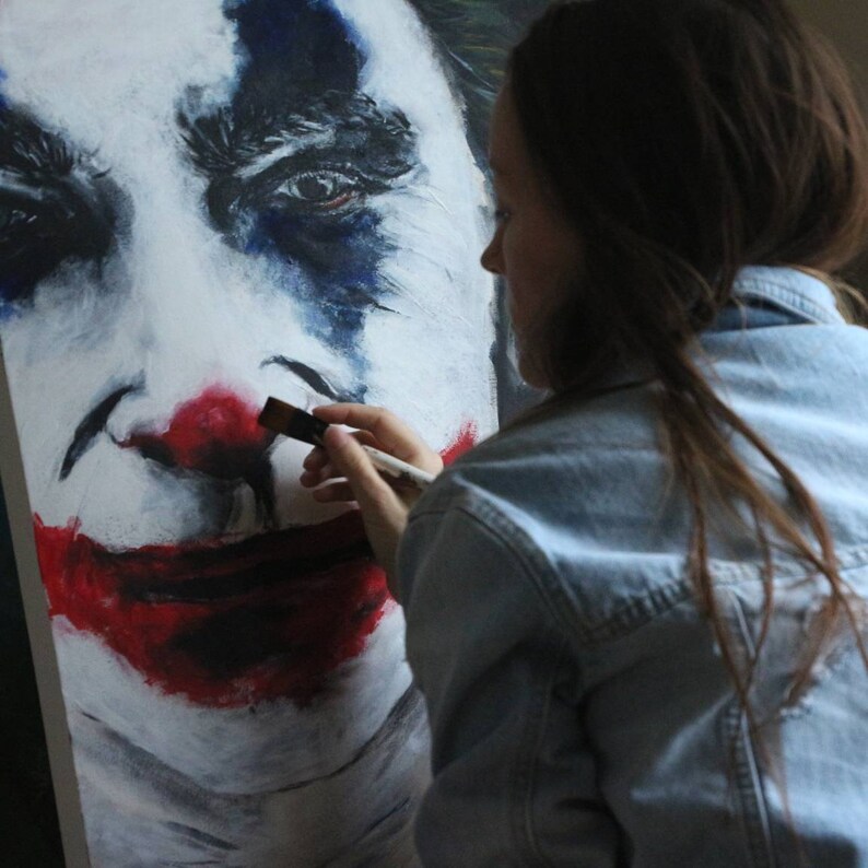 Face Art Abstract Clown Painting Large Canvas Art Hand - Etsy