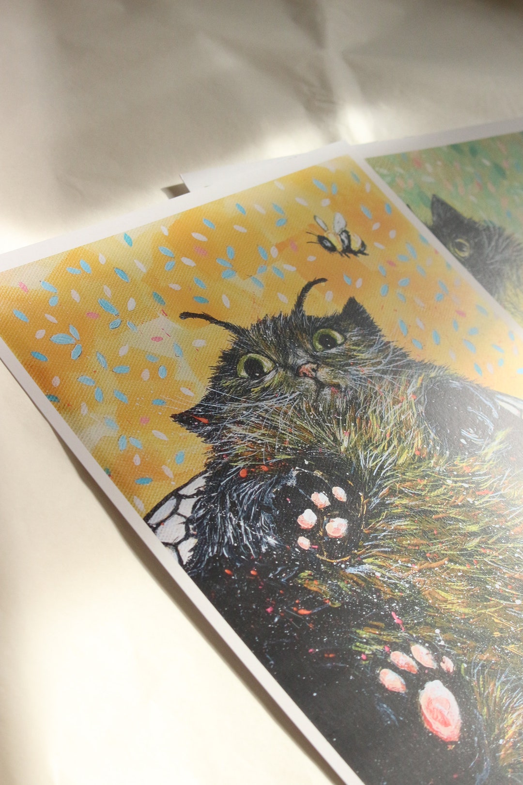 Garden Cat Print, Giclee Print, Bumble Cat by Ingrida - Etsy