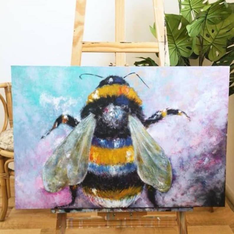 Bee art print insect wall art abstract giant bee | Etsy