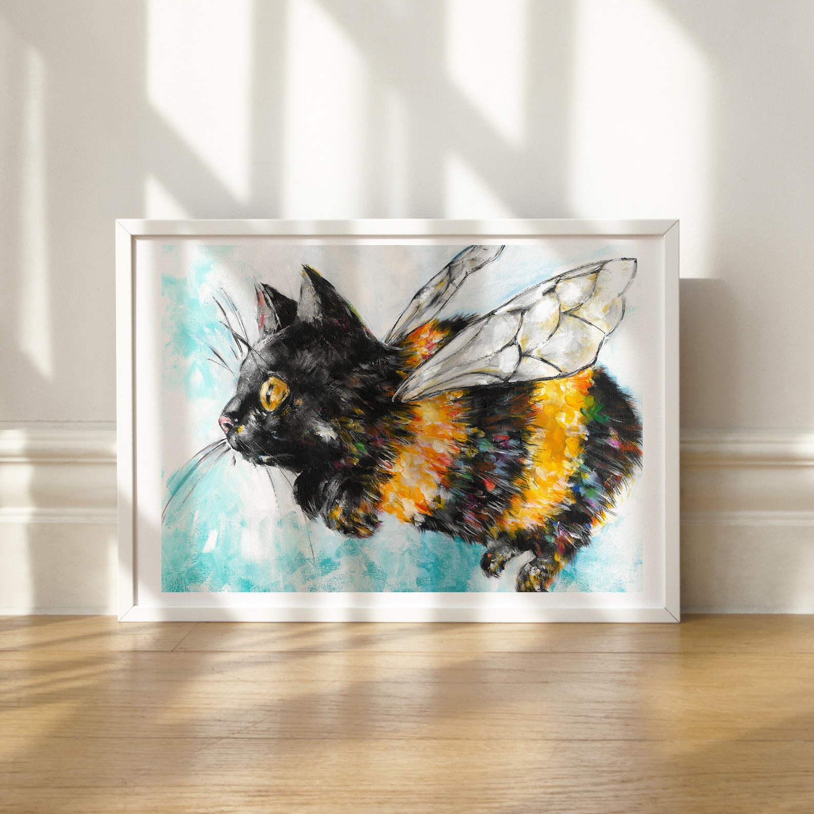 Cat Art Print Black Cat Funny Cat Bumble Bee Kitten Cat - Etsy