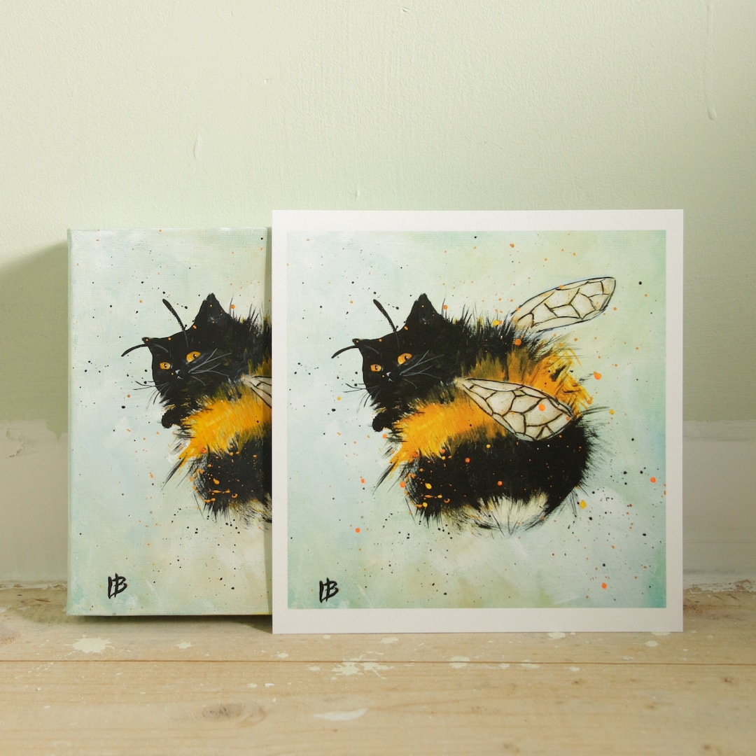 Bumble Cat, Giclee Print With Hand Added Details - Etsy