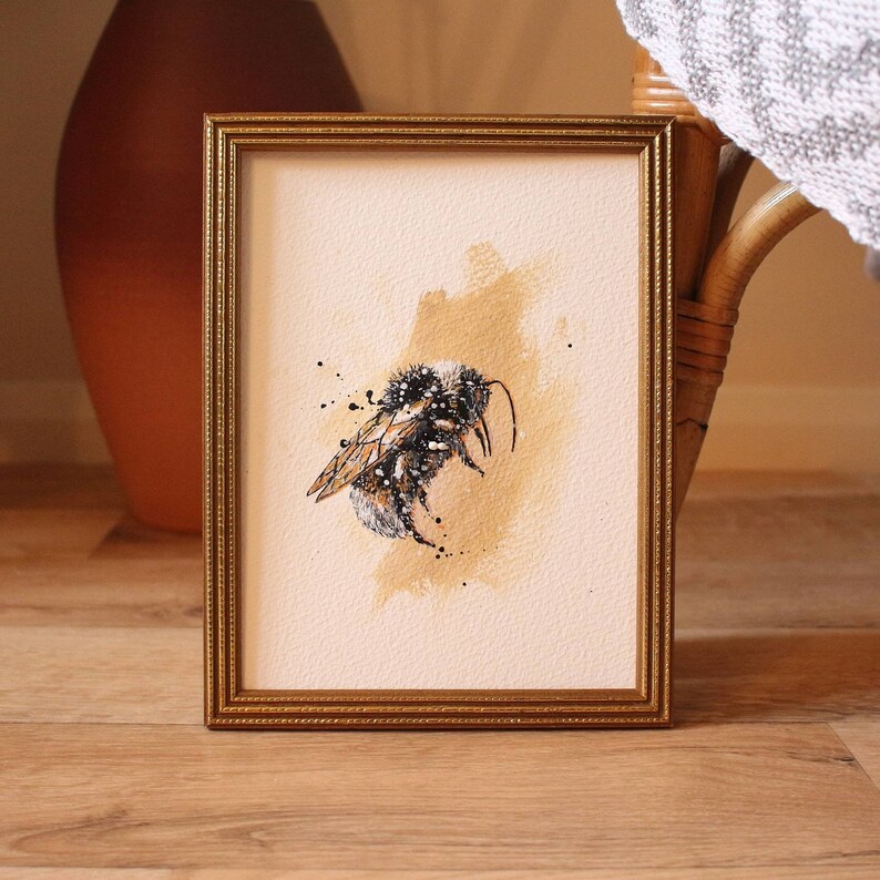 Bee Art Bumble Bee Room Decor Realistic Bee Art | Etsy