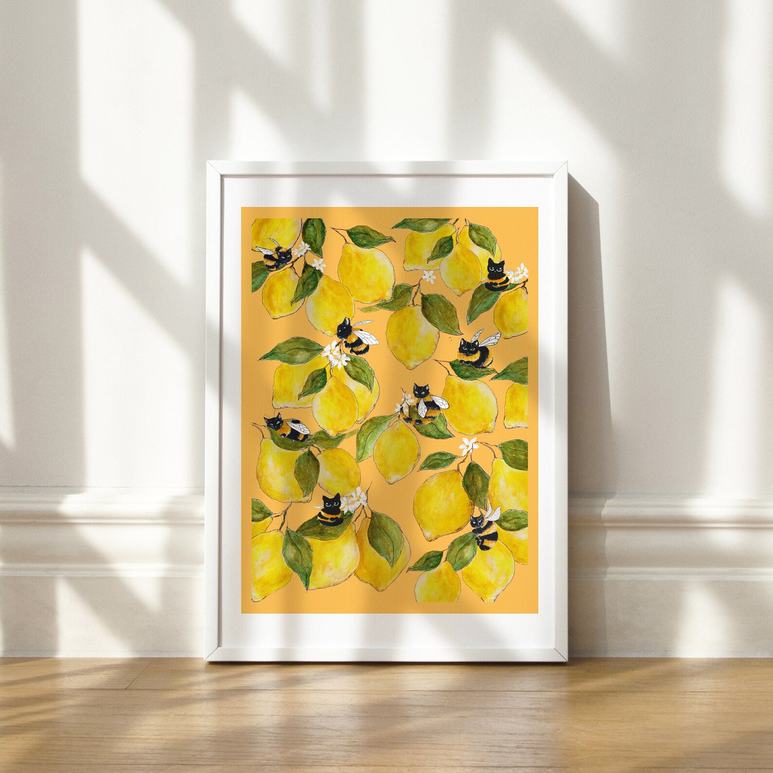 Cat Art Funny Cat Poster Cats and Bees Cats in the Tree - Etsy