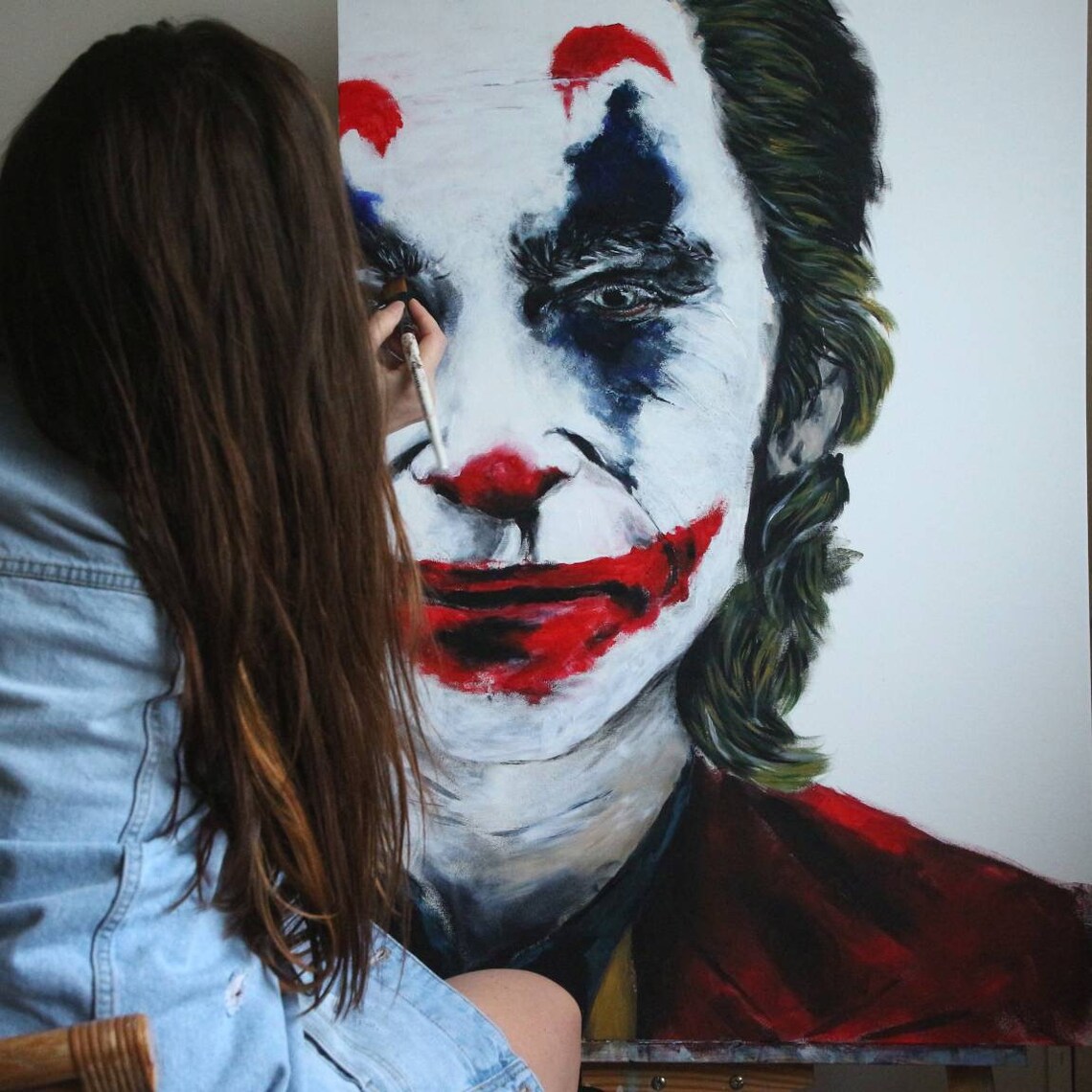 Face Art Abstract Clown Painting Large Canvas Art Hand - Etsy