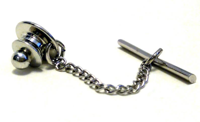 White Cultured Pearl Necktie Tie Pin Tack Silver Overtone 1970's ...
