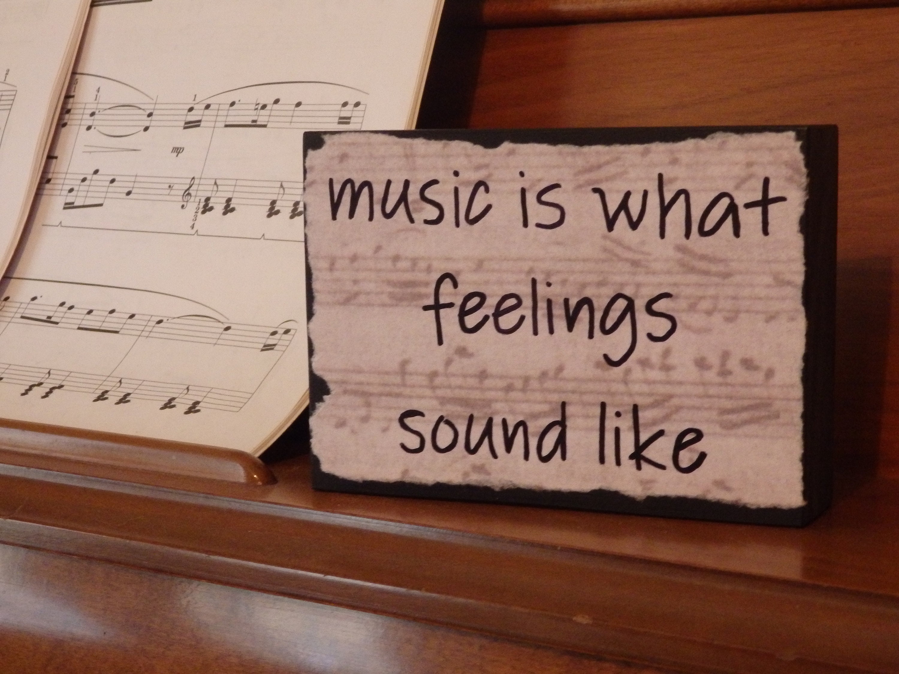 Music is What Feelings Sound Like, Music Sign, Small Wooden Sign, Music ...