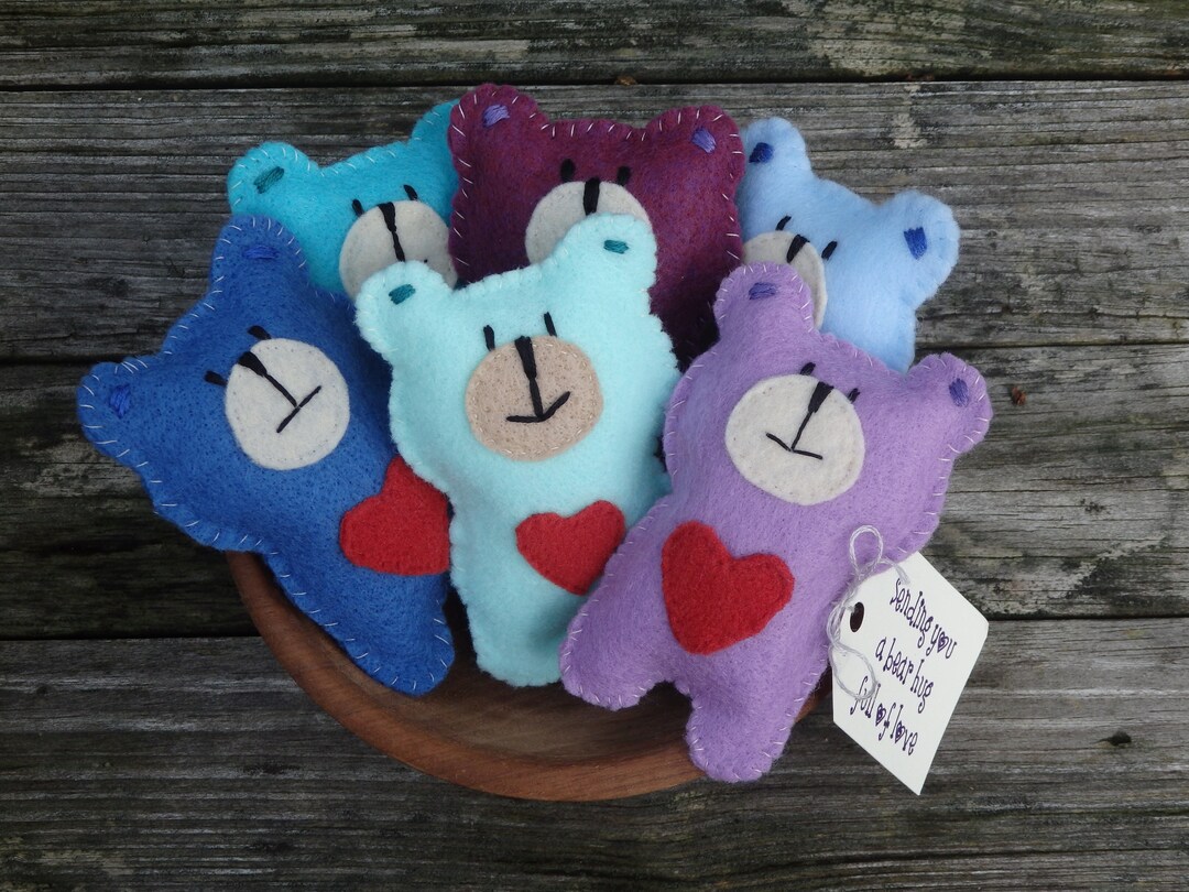 Bear Hug Gift Felt Bear Hug Pocket Hug Missing You Gift - Etsy
