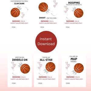 Printable Basketball Valentine Cards - Kids Classroom Valentines Day ...