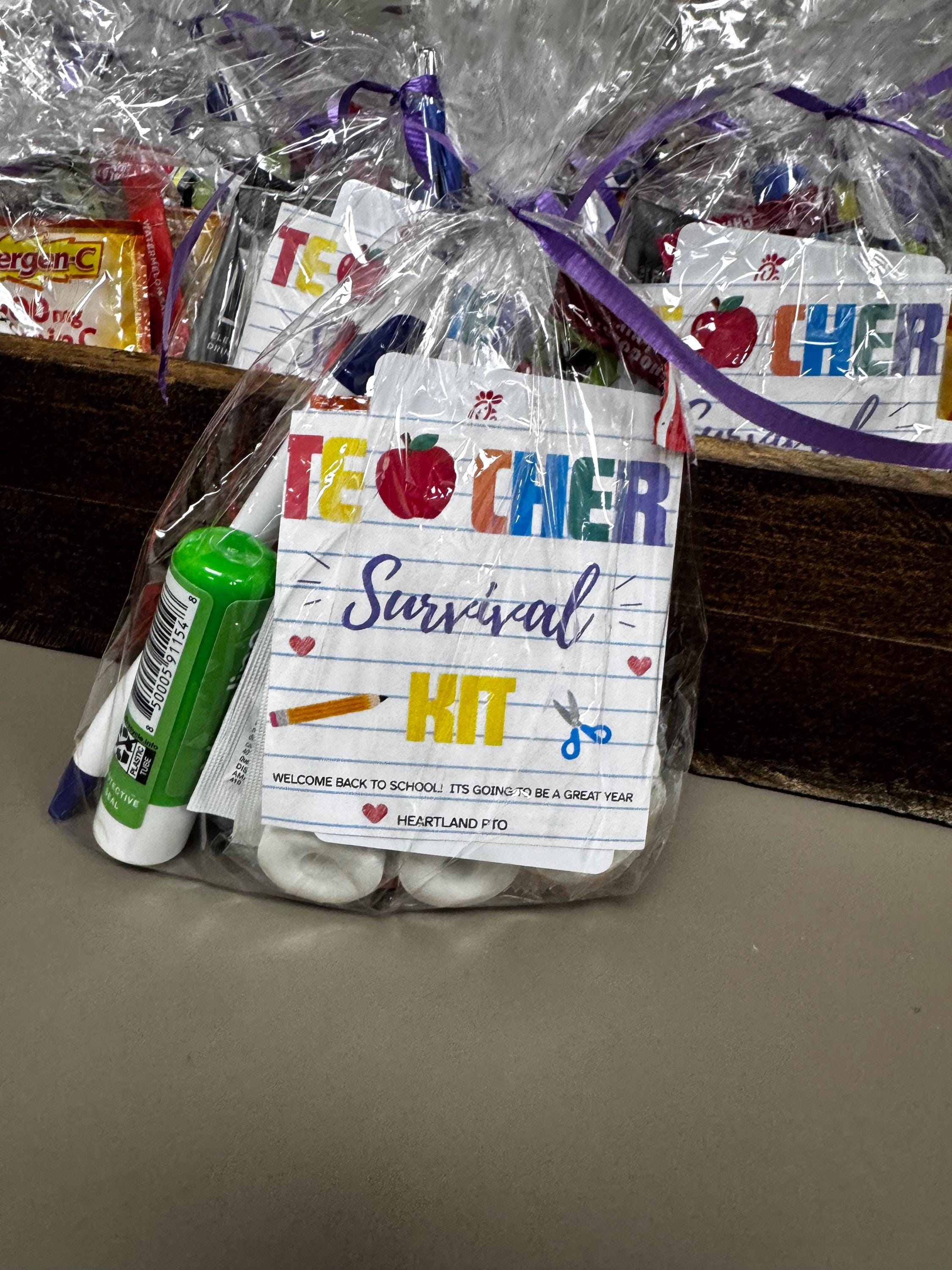 Teacher Survival Kit Gift Tags - Back to School Teacher Goodie Bag Tags ...