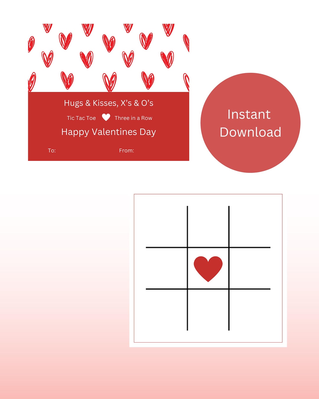 Printable Valentine's Day Tic Tac Toe Cards -valentine Tic Tac Toe Card ...