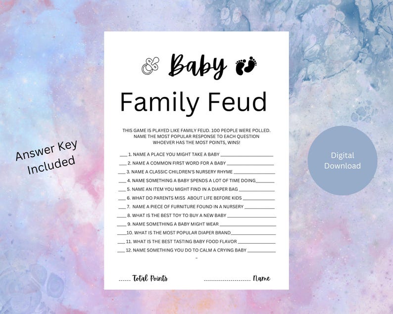 Baby Shower Game Family Feud - Baby Shower Games Printable - Family ...
