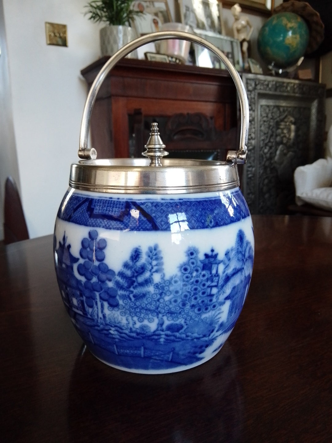 Antique Minton Blue and White Willow Pattern Biscuit Barrel - Etsy