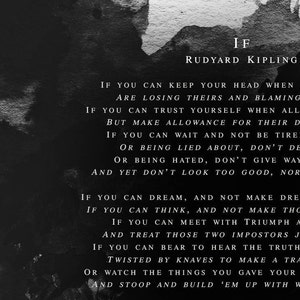 If by Rudyard Kipling Poem Quote Printable | Black - Etsy