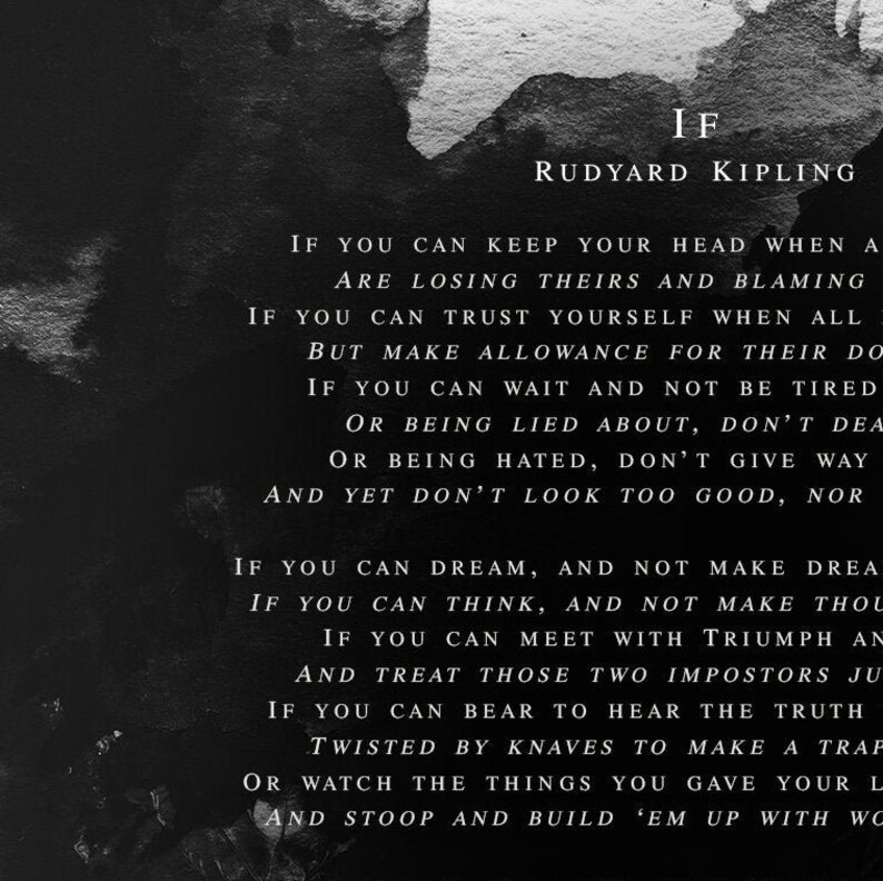 If by Rudyard Kipling Poem Quote Printable | Black | A3 & A4 Only - Etsy