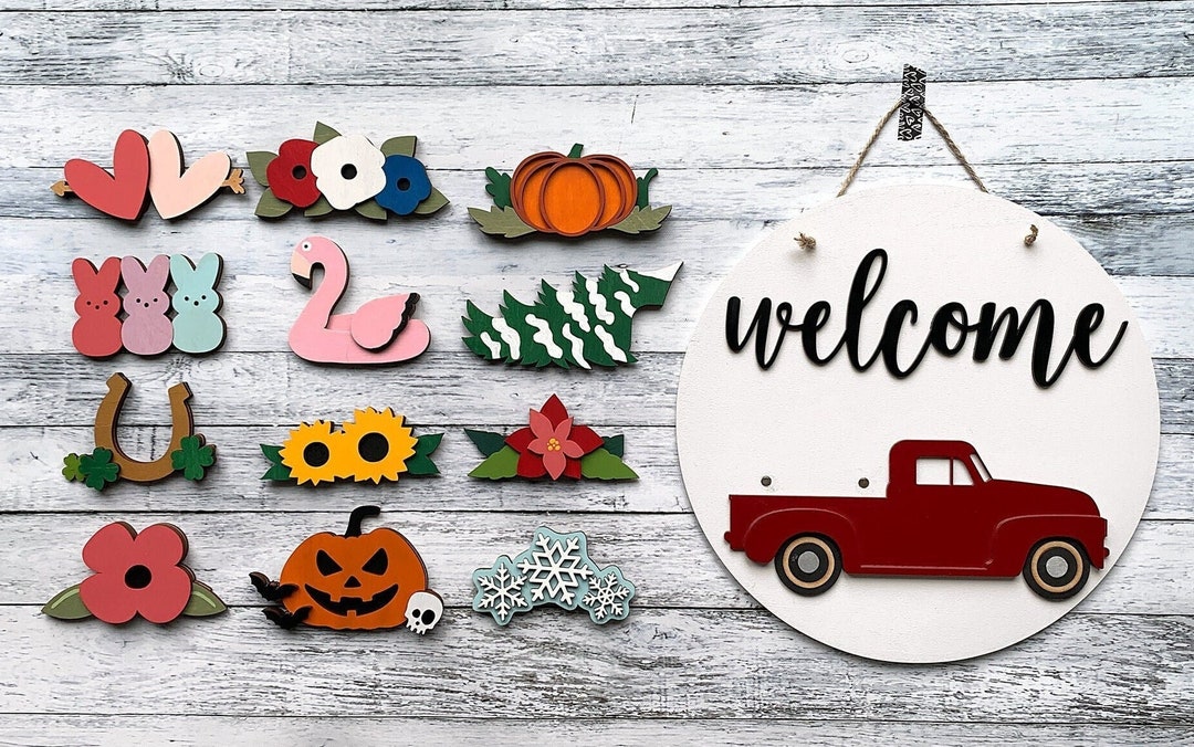 Interchangeable Welcome Sign With Magnetic Inserts - Etsy