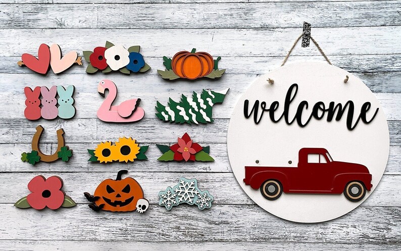 Interchangeable Welcome Sign With Magnetic Inserts | Etsy