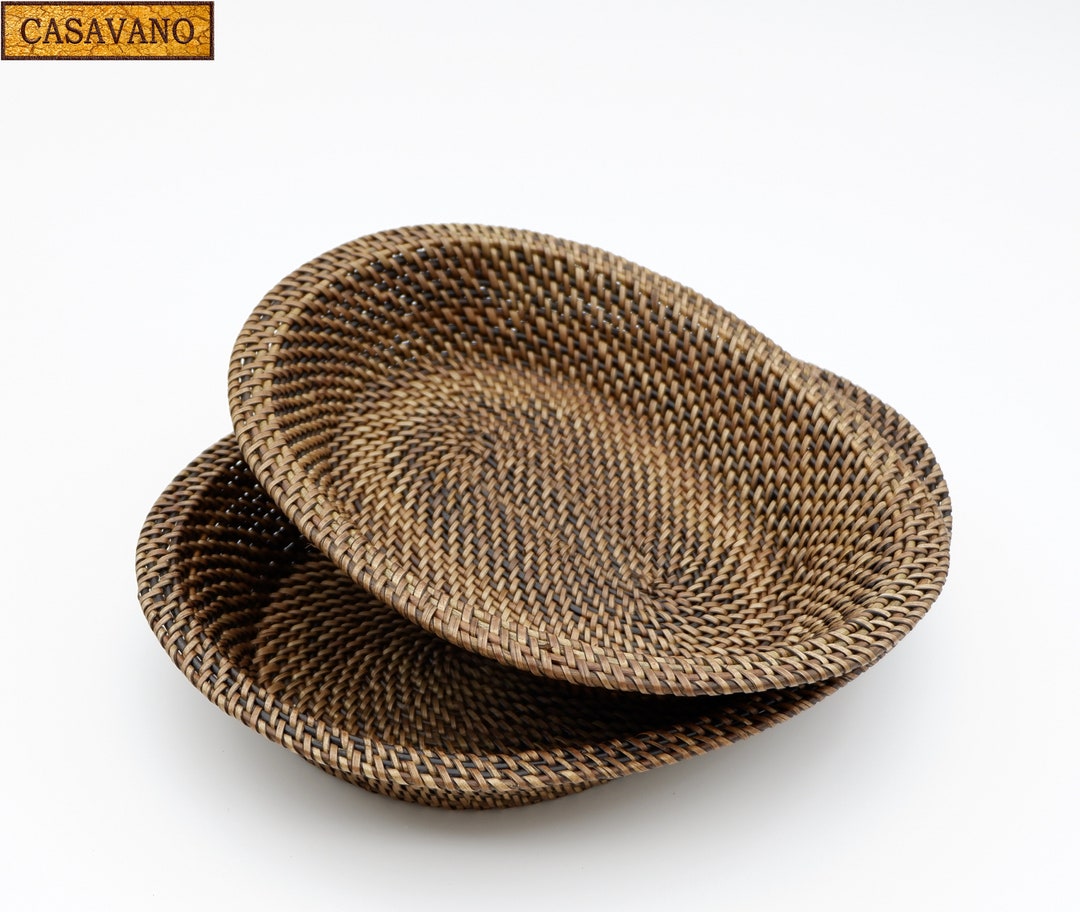 Set of 2 Stacking Serving Trays / Baskets for Breads or Snacks Natural ...