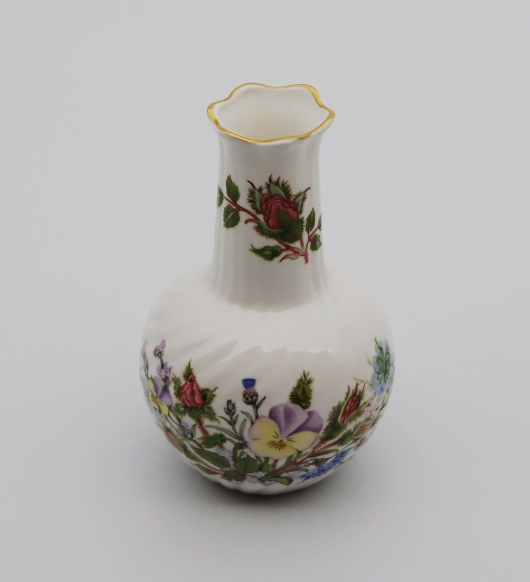 Aynsley Wild Tudor Bud Vase Small Posy Jar Finest English Bone China ...