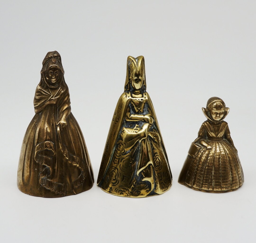 3 X Rare Vintage Brass Bells- Crinoline Lady Bells - English Visitors ...
