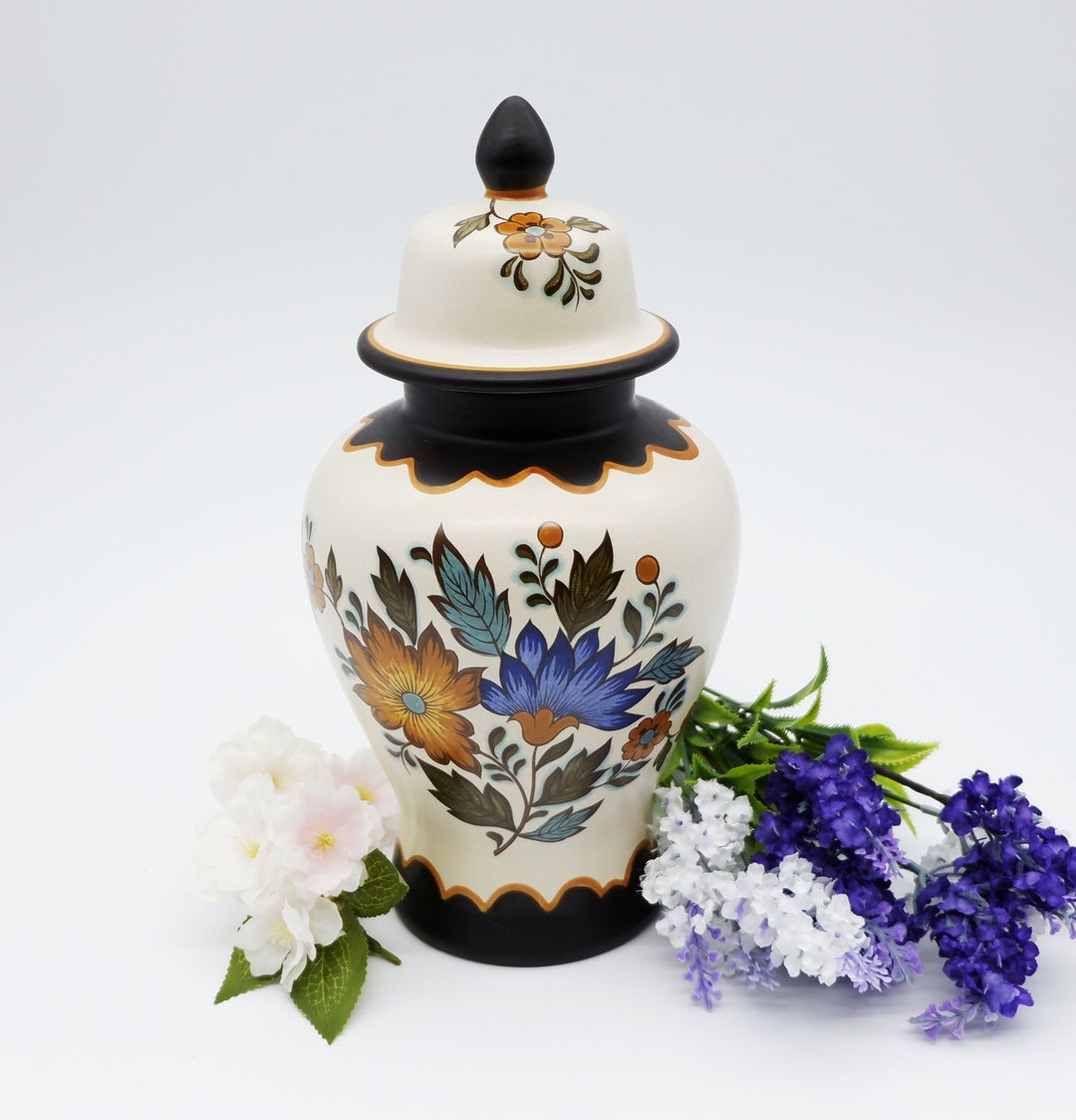 Vintage Vase Flora Gouda Plateel Holland Hand Painted Urn Dutch Pottery ...