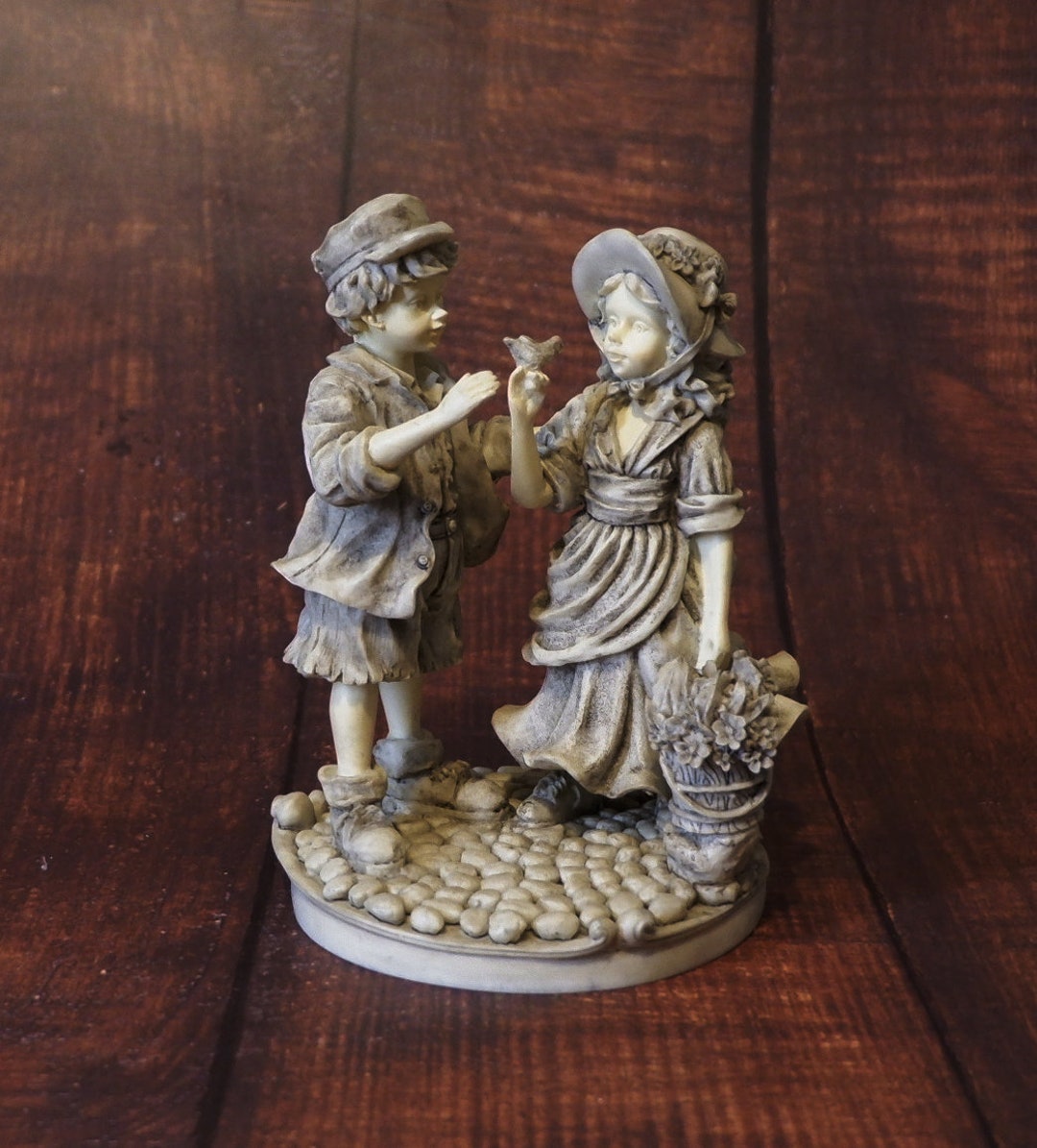 Regency Fine Arts Figurine- "charming the Birds" Boy and Girl Playing ...