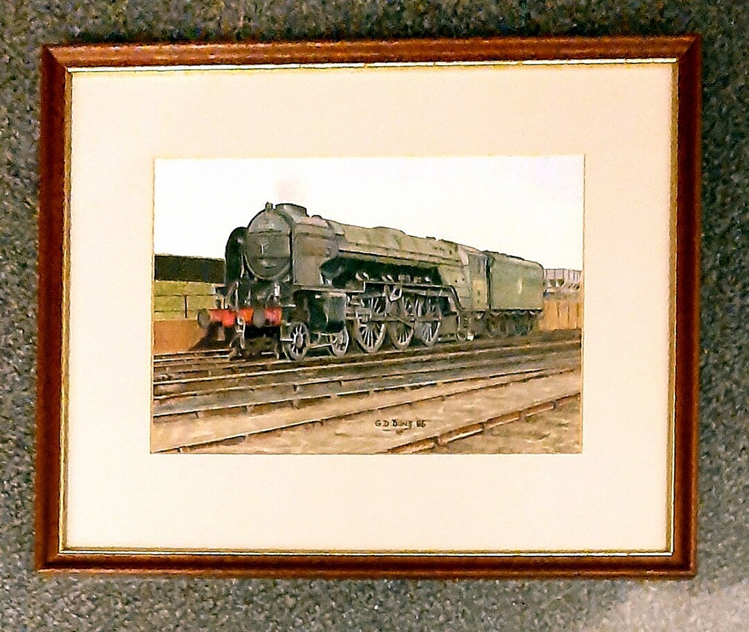 Wall Art Drawing Steam Engine Locomotive A2 Coloured - Etsy