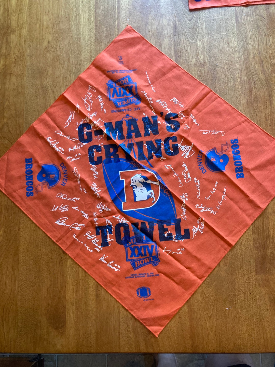 Denver Broncos G - Man’s Crying Towel 1987 Afc Champs Supper Bowl ...