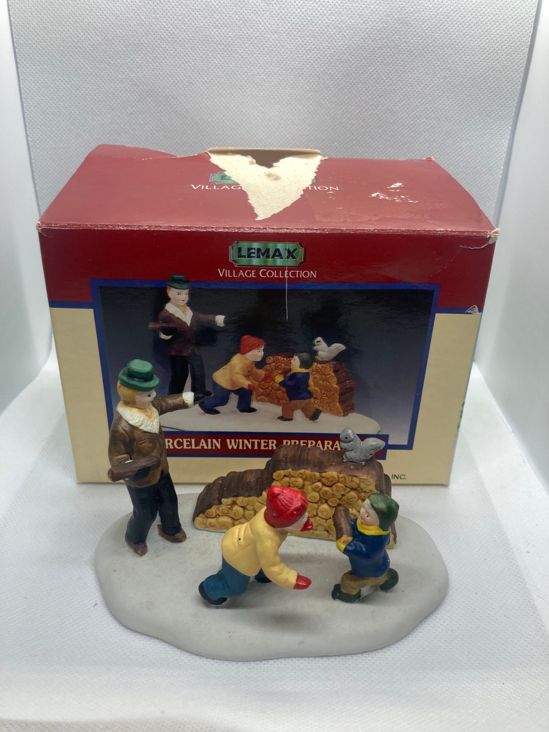 Christmas Village Figures Lemax Winter Preparations With Original Box ...