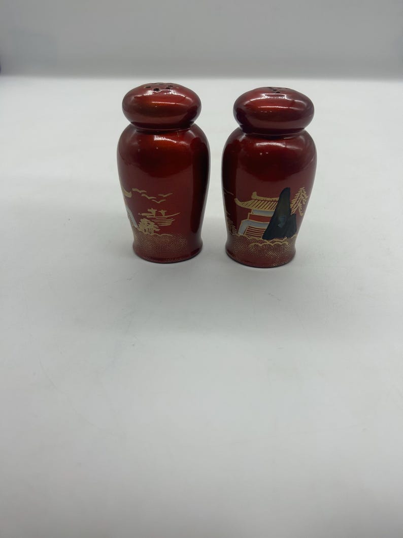 Made in Japan Traditional Japanese Village Scene Porcelain Salt and ...