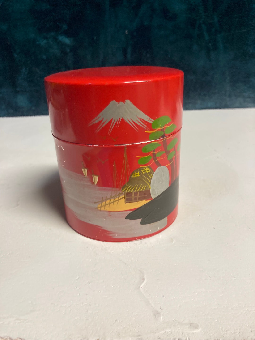 Made in Japan Hand Painted Tin Container - Etsy
