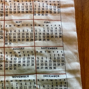 1977 Cloth Year Calendar Wall Hanging - Etsy